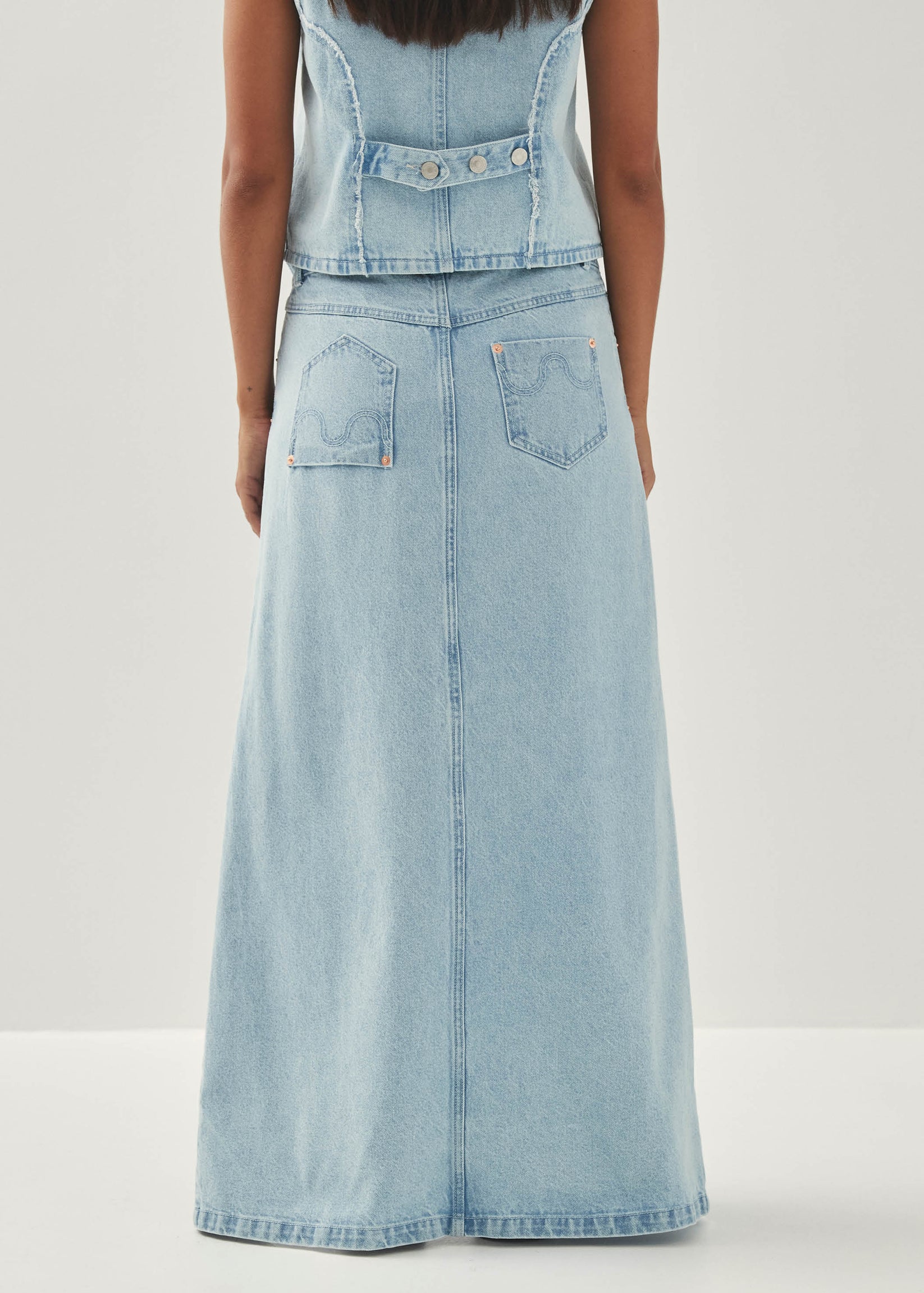 Carmina Light Blue Denim Skirt | ALOHAS