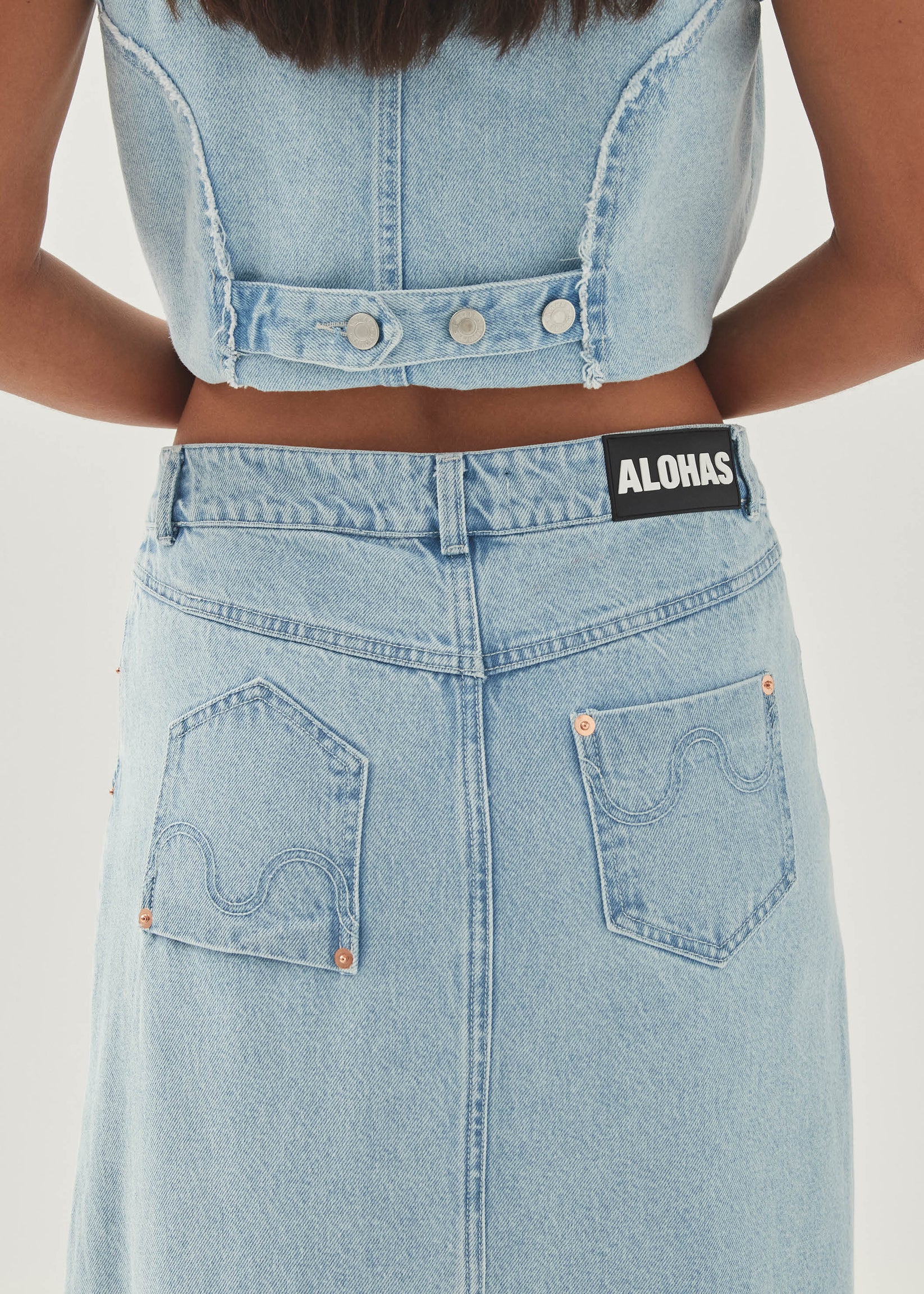 Carmina Light Blue Denim Skirt | ALOHAS
