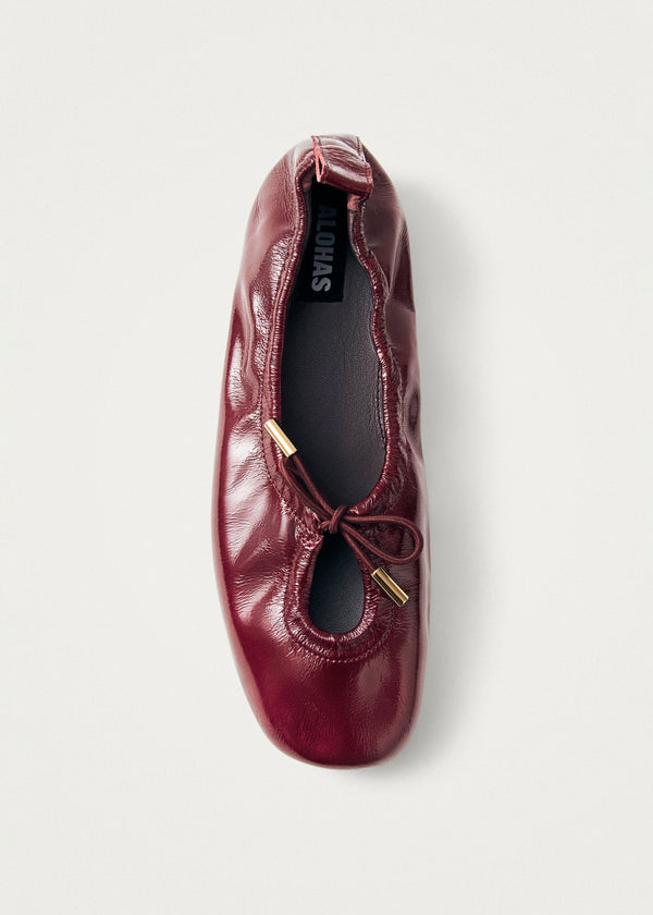 Rosalind Burgundy Patent Leather Ballet Flats | ALOHAS