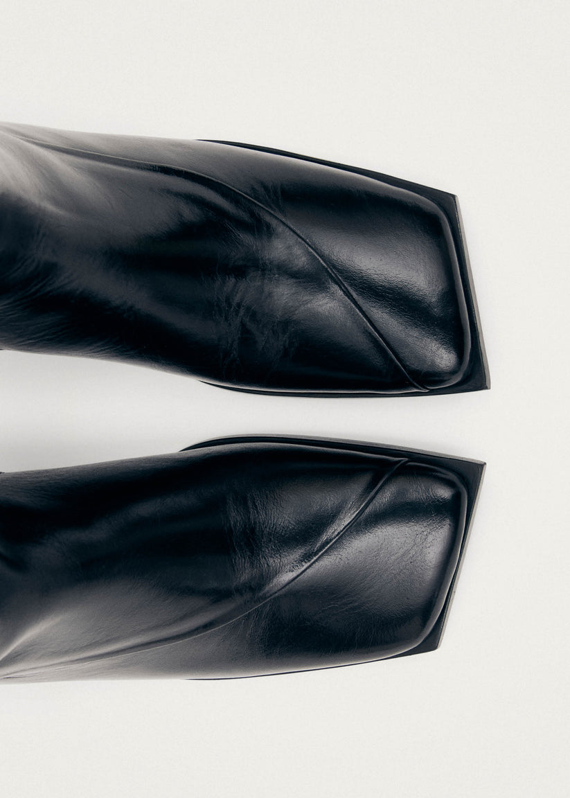 Chantal Black Leather Ankle Boots | ALOHAS