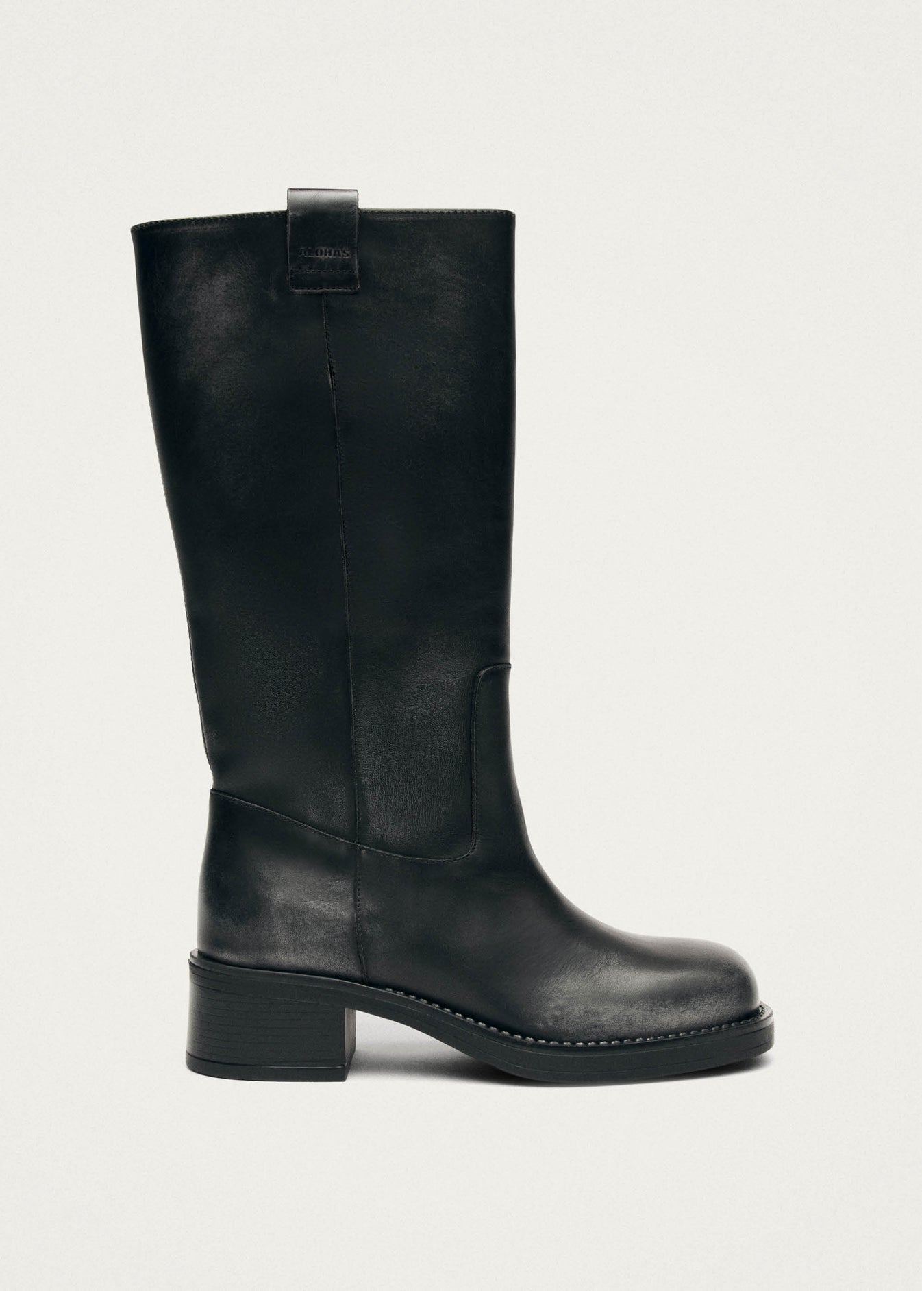 Sajan Black Leather Boots | ALOHAS