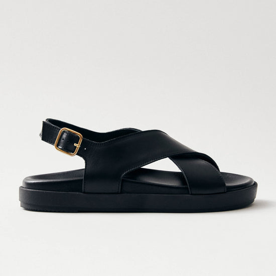 Nico Black Leather Sandals | ALOHAS