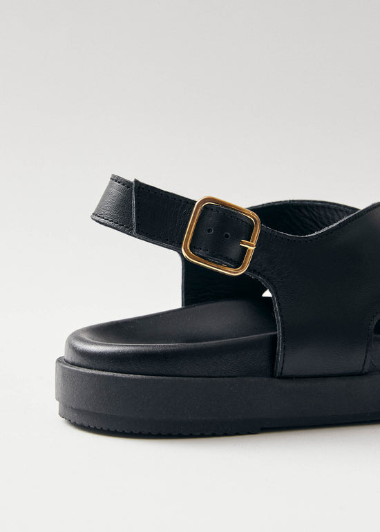 Nico Black Leather Sandals | ALOHAS