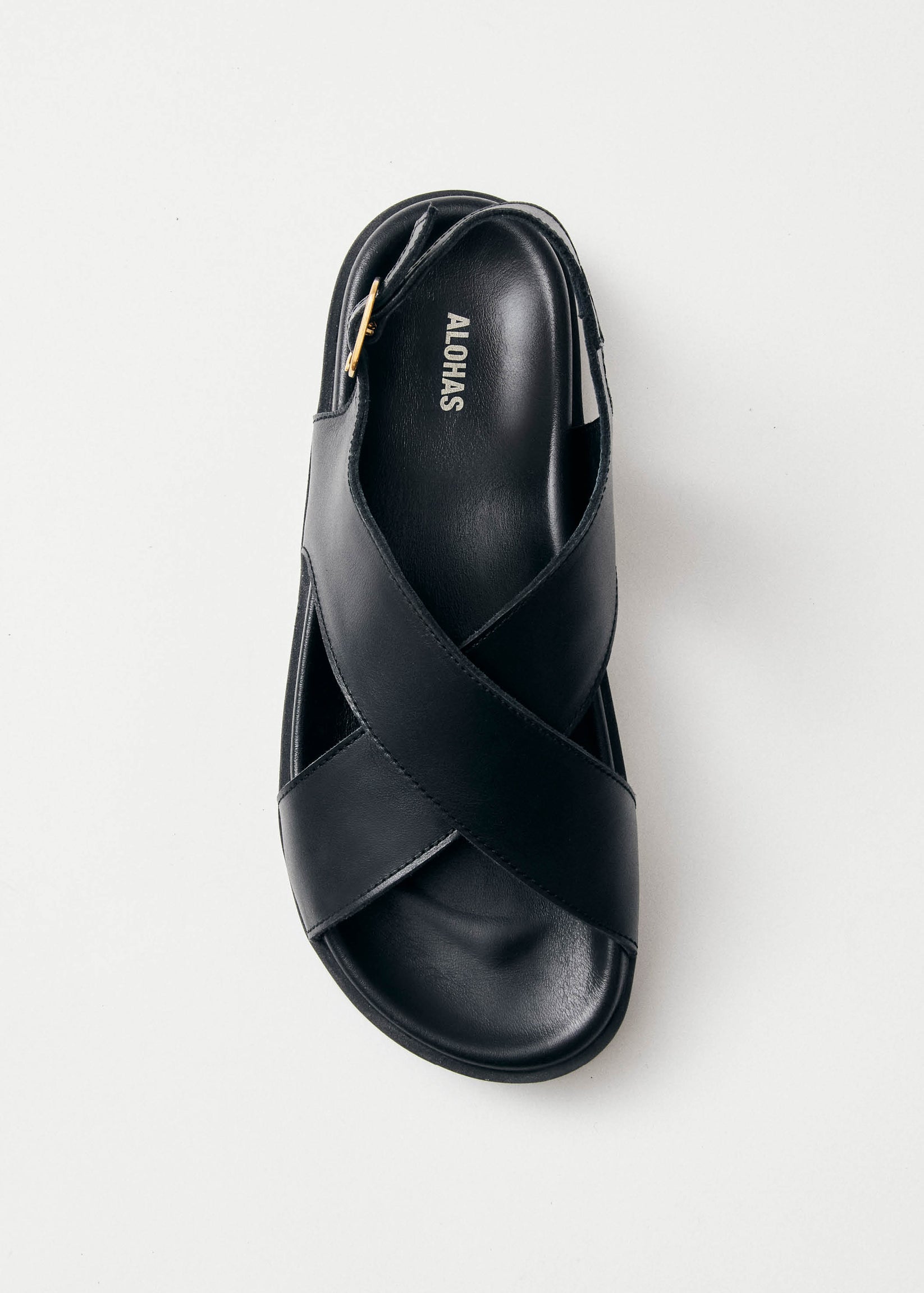 Nico Black Leather Sandals | ALOHAS