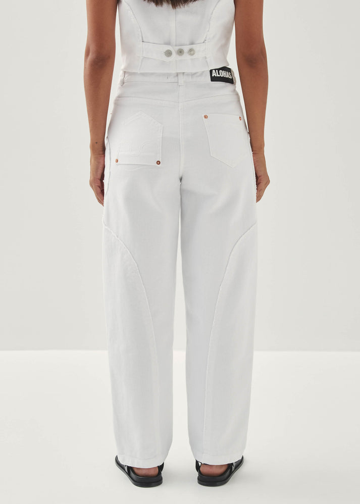 Lorenza White Denim Trousers | ALOHAS