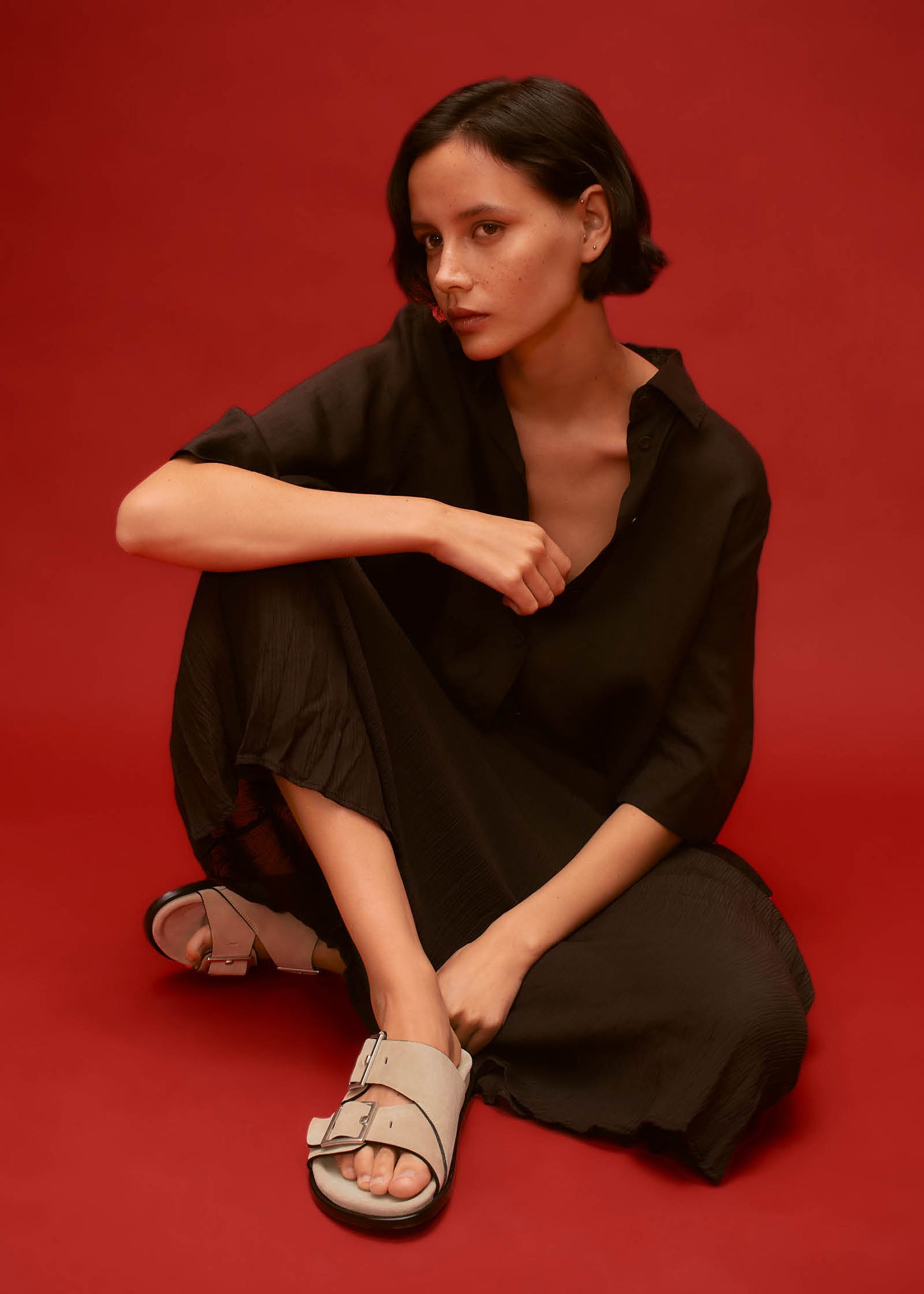 Alba Suede Beige Leather Sandals | ALOHAS