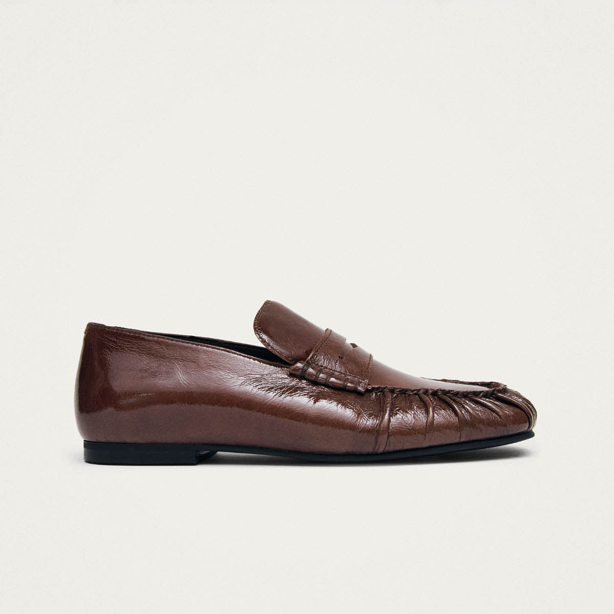 Aven Patent Brown Leather Loafers | ALOHAS
