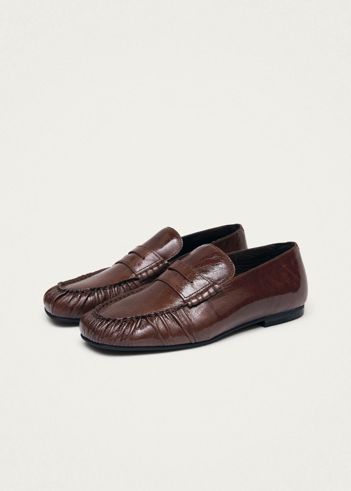 Aven Patent Brown Leather Loafers | ALOHAS