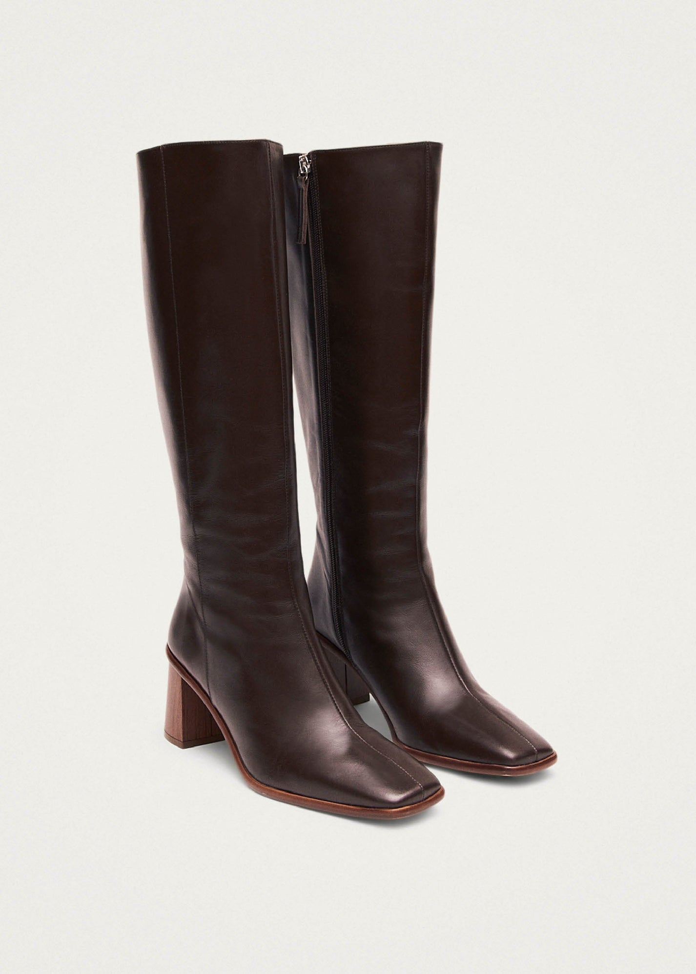 East Coffee Brown Leather Boots | ALOHAS