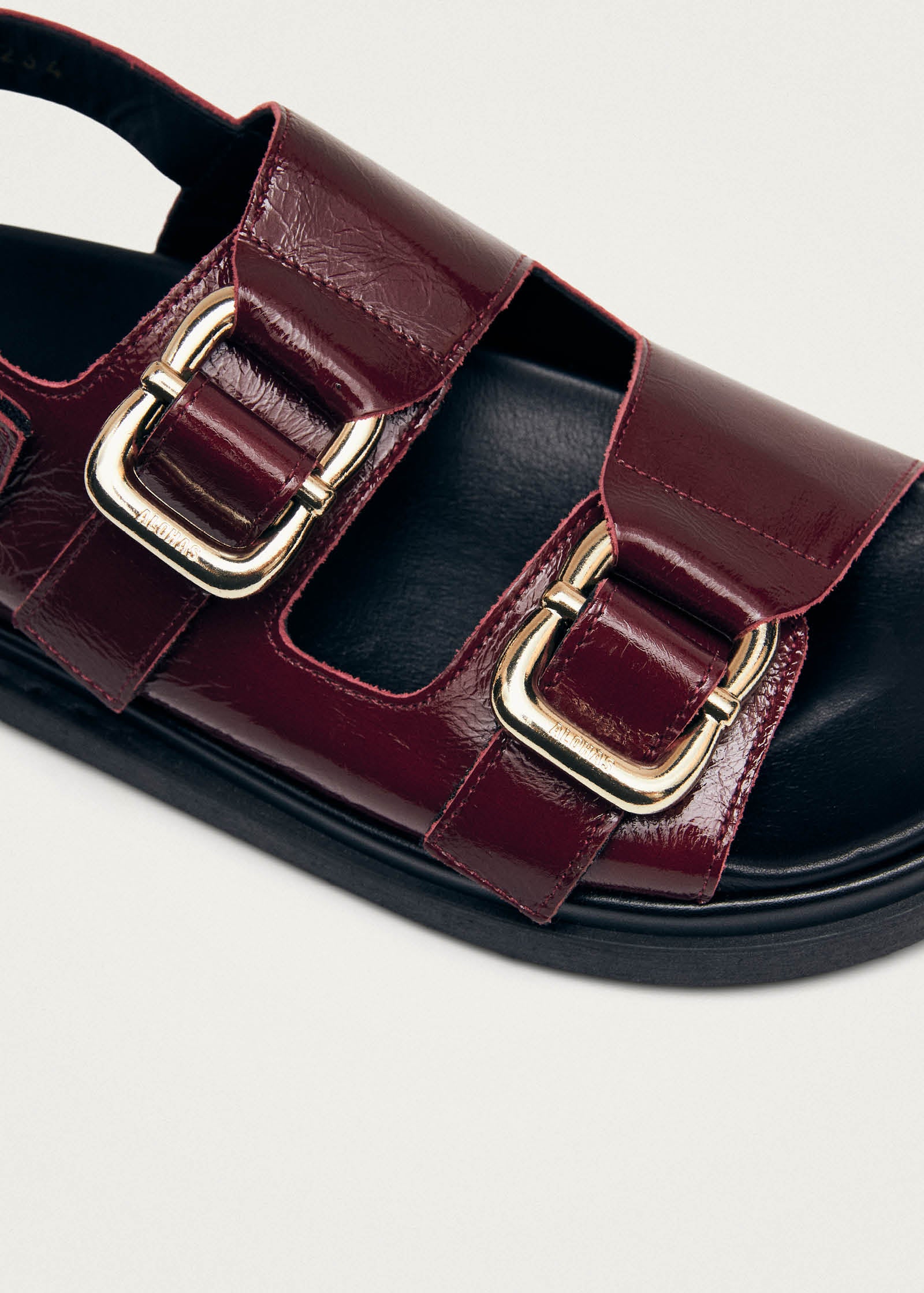 Harper Burgundy Patent Leather Sandals | ALOHAS