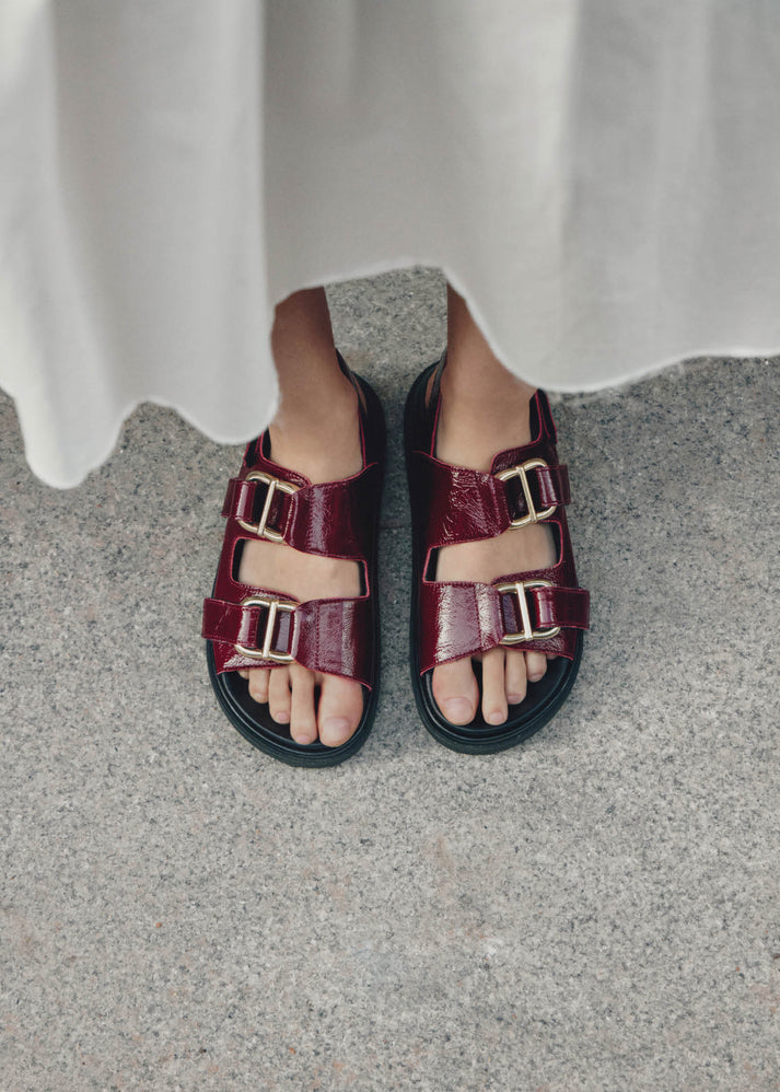 Harper Burgundy Patent Leather Sandals | ALOHAS