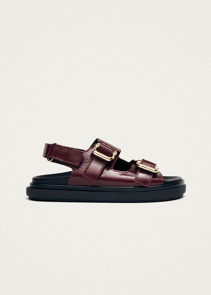 Harper Burgundy Patent Leather Sandals | ALOHAS