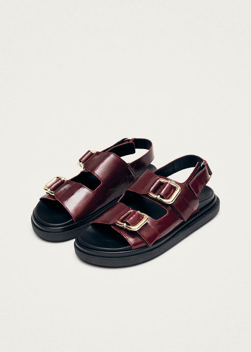 Harper Burgundy Patent Leather Sandals | ALOHAS
