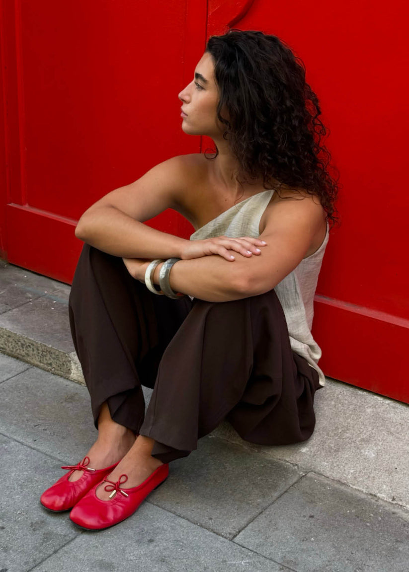 Rosalind Red Leather Ballet Flats | ALOHAS