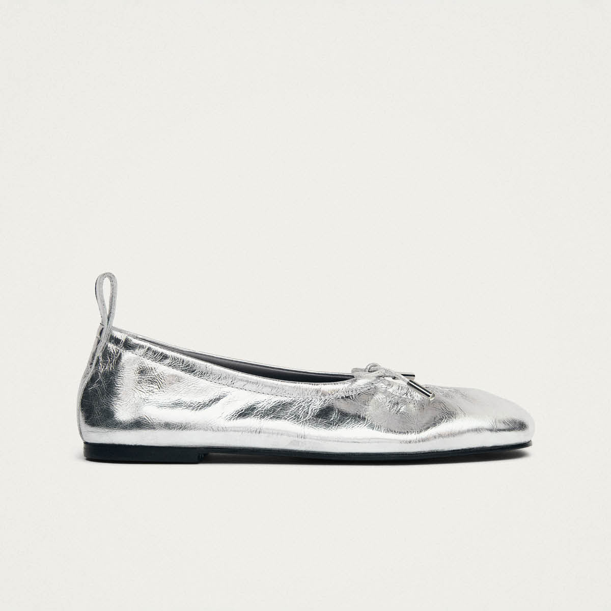 Rosalind Shimmer Silver Leather Ballet Flats | ALOHAS