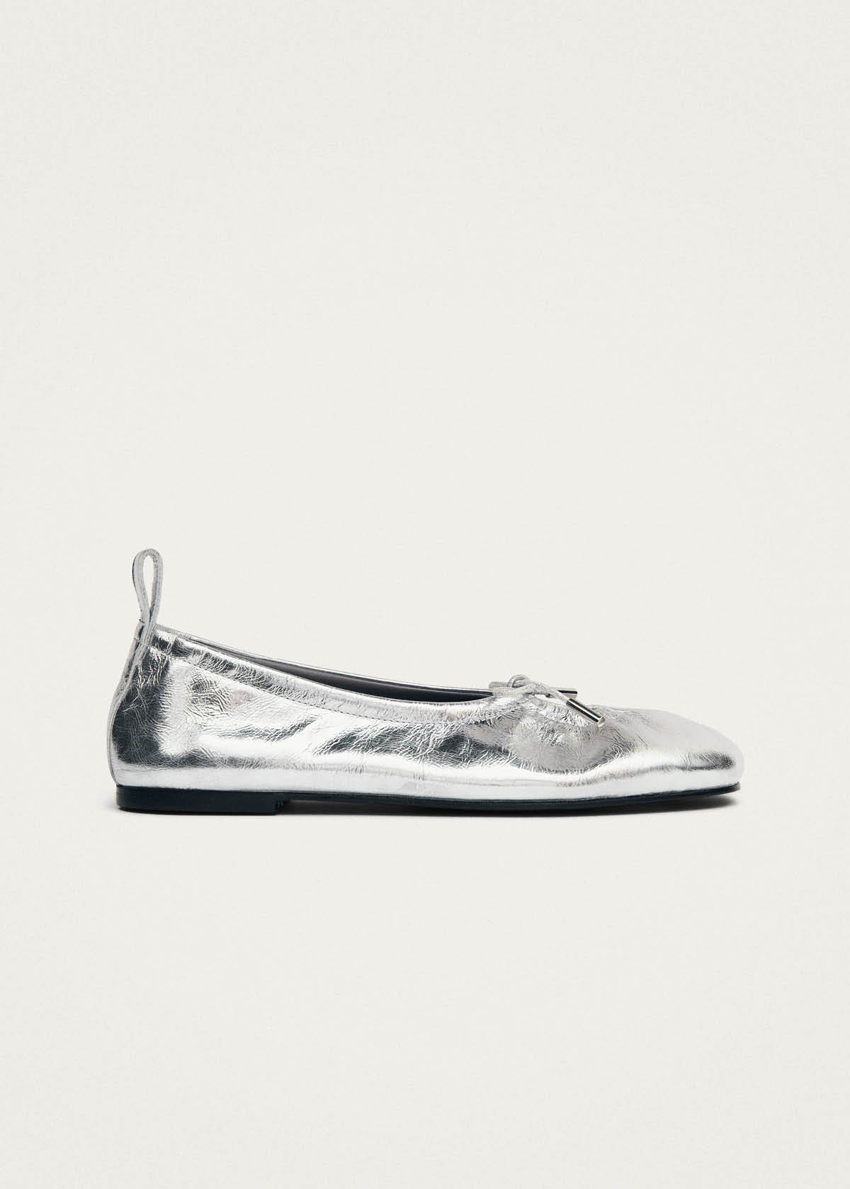 Rosalind Shimmer Silver Leather Ballet Flats | ALOHAS