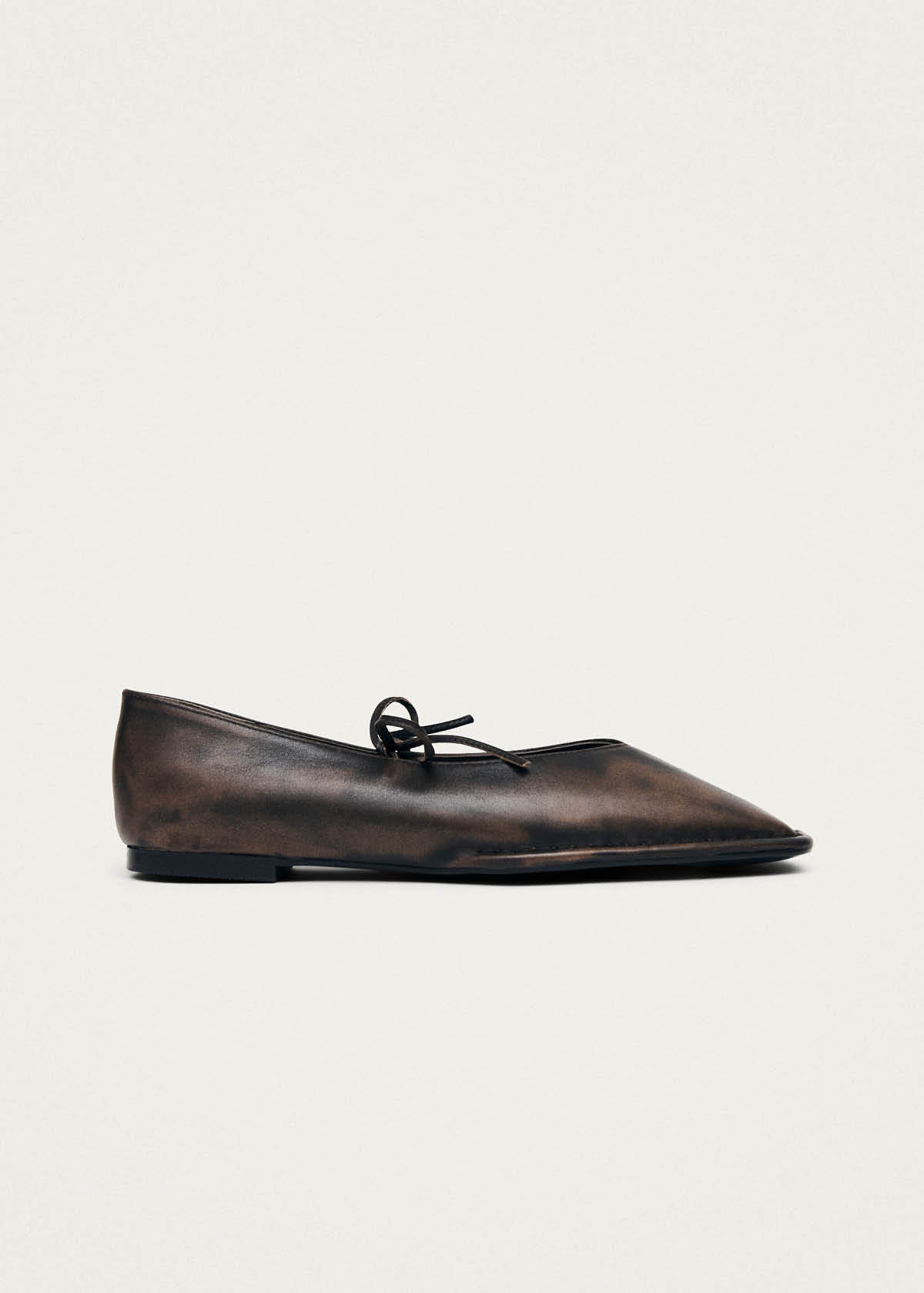 Sway Vintage Effect Brown Leather Ballet Flats | ALOHAS