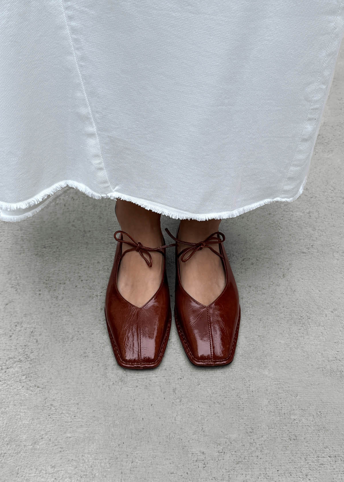 Sway Patent Brown Leather Ballet Flats | ALOHAS