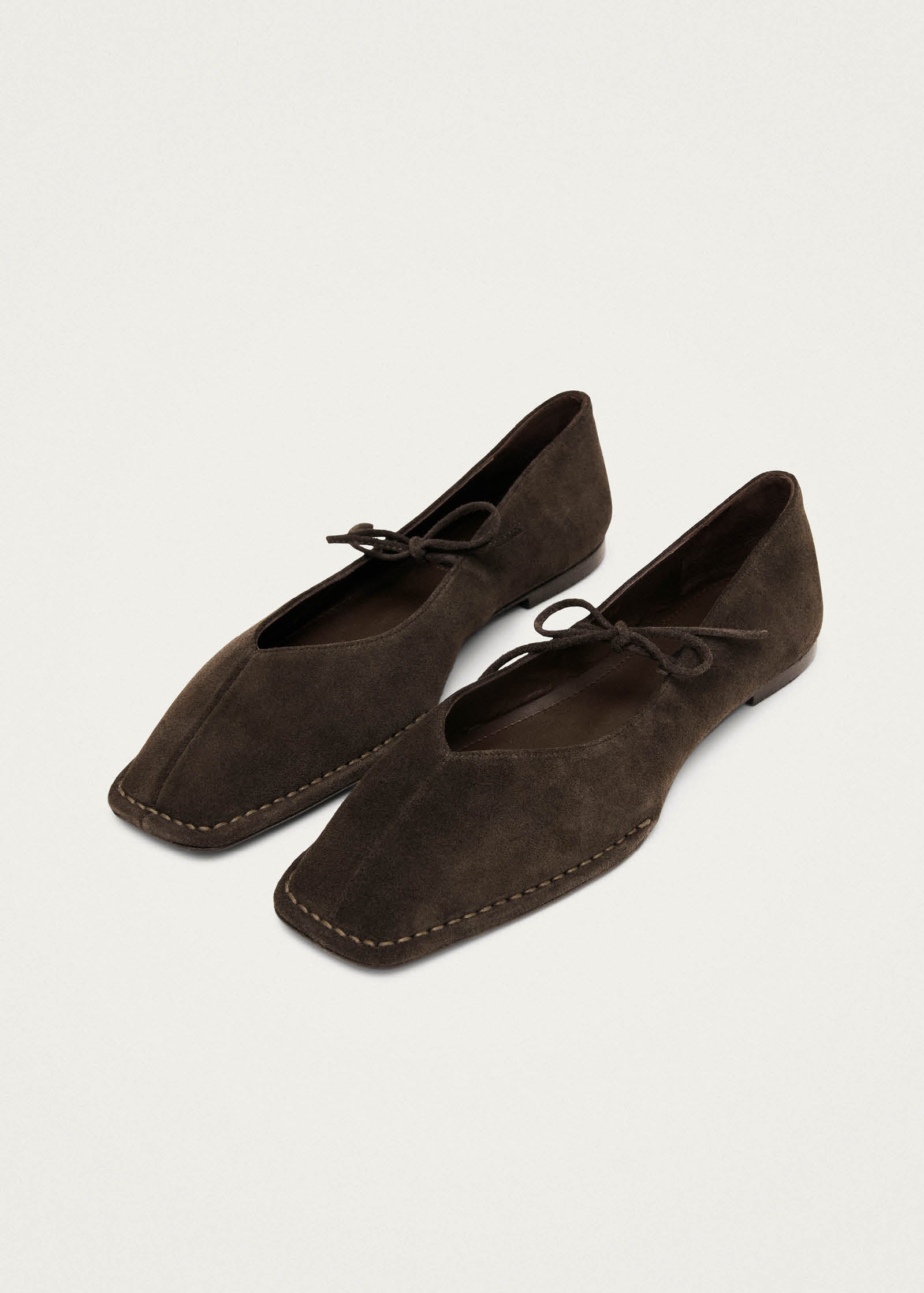 Sway Suede Coffee Brown Leather Ballet Flats | ALOHAS